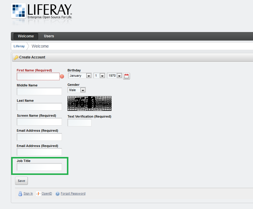 Java/Liferay blog: Extending Liferay's user registration page