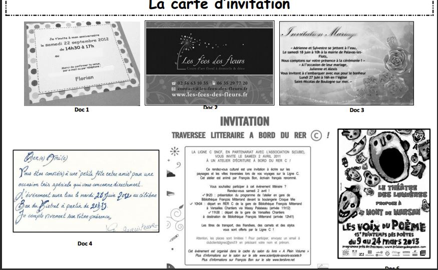 Idées pour Production écrite sur le thème Carte D'invitation "Primaire ...