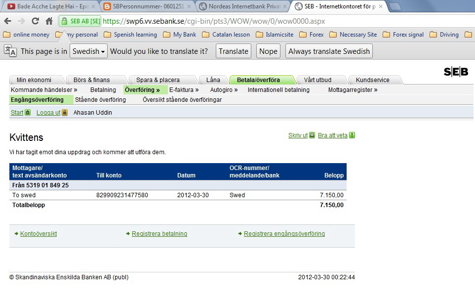 All Swedish Bank online Transfer Instructions: How to Transfer money ...