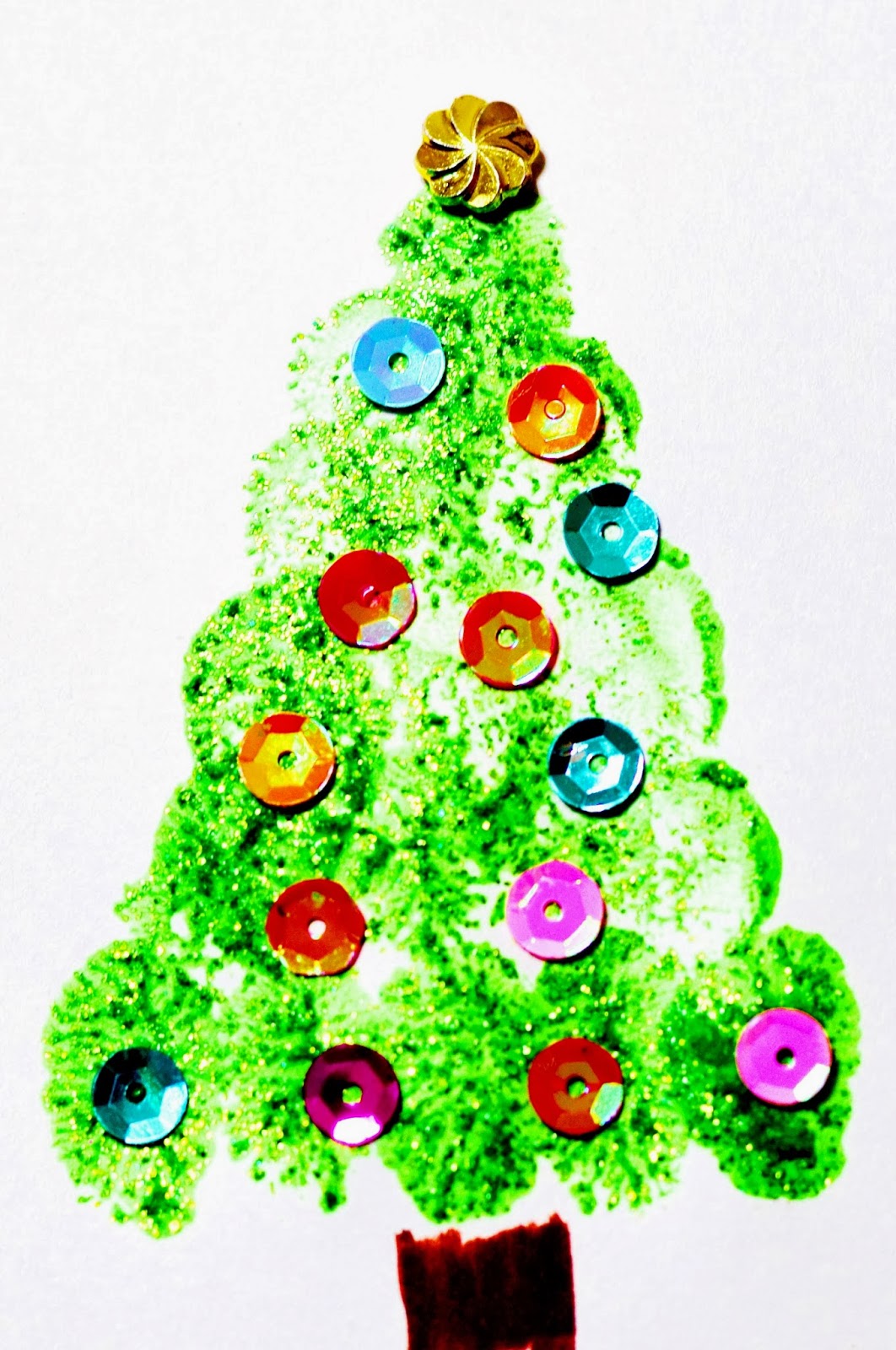 colormehappy: Joyful Christmas Tree - Fun art project using finger prints!
