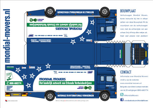 SP. Papel Modelismo: Bouwplaat Vrachtwagen - PaperCraft Caminhão Baú