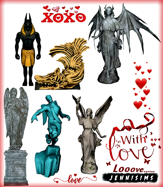 Downloads sims 4:Decorative Statues (6 Items) | JenniSims