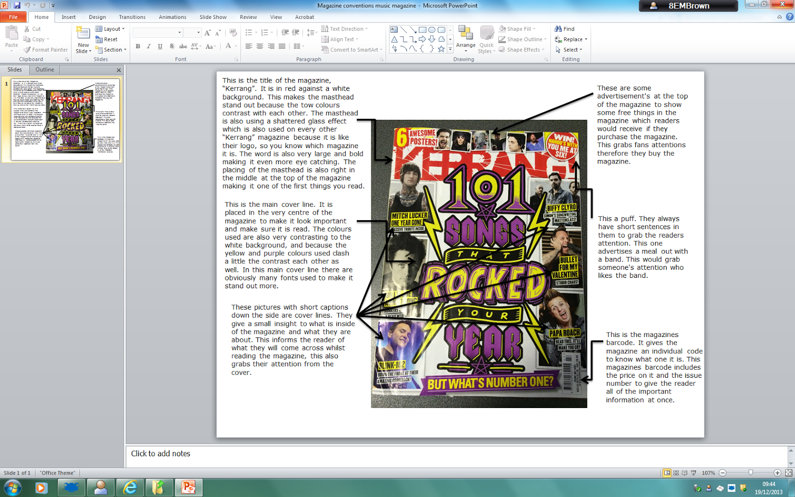 AS Media Blog Music Magazine: Front Cover Music Magazine Annotation