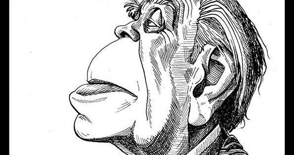 Caricatura de Jorge Luis Borges (tinta china)