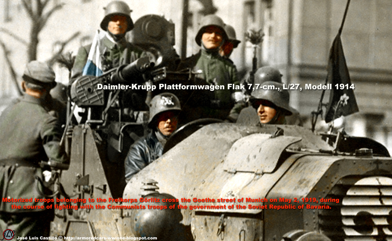 Armored Cars in the WWI: Daimler-Krupp Plattformwagen Flak 7,7-cm of ...