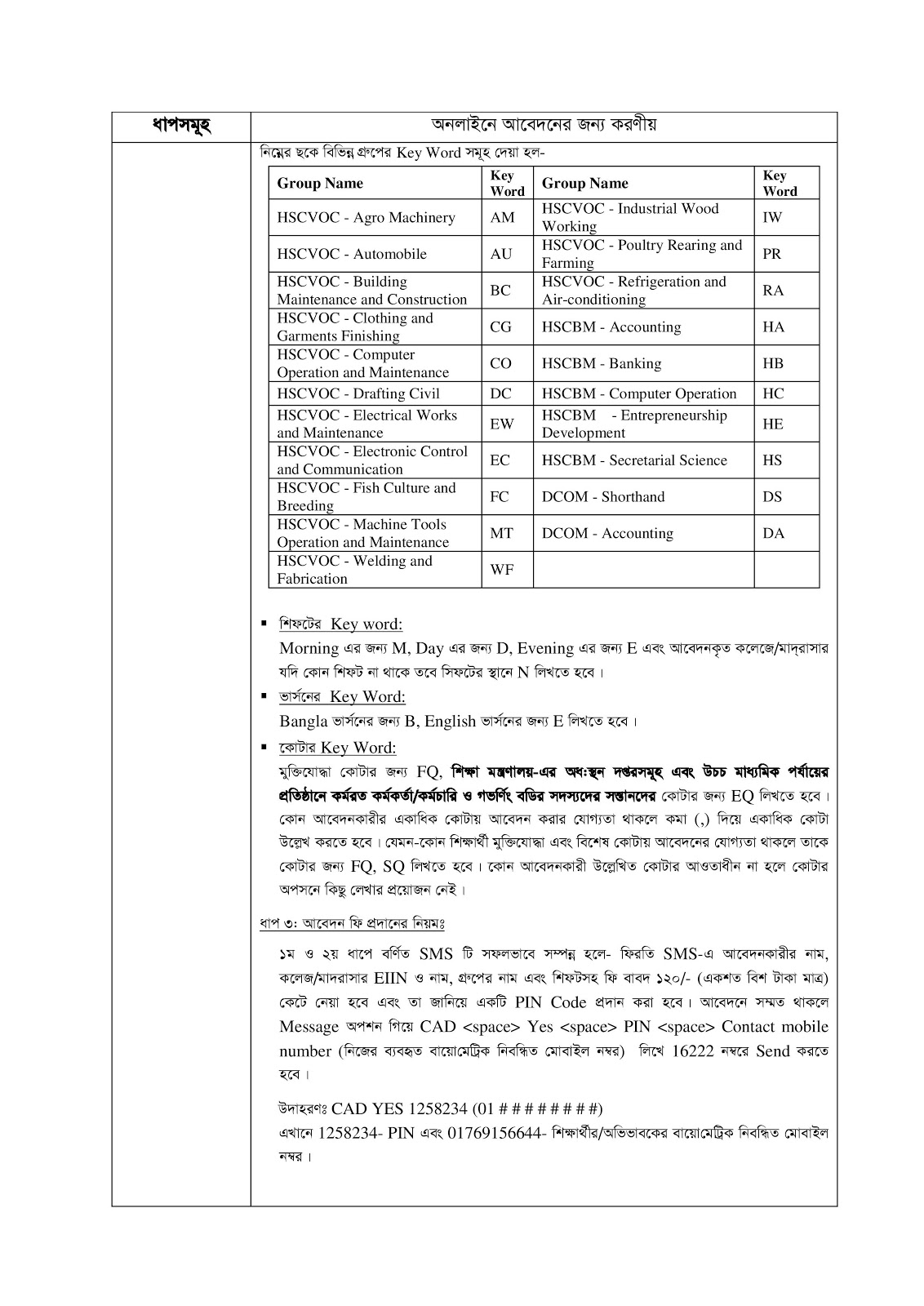 HSC Admission Circular 2016-2017 - educationboardbdresults