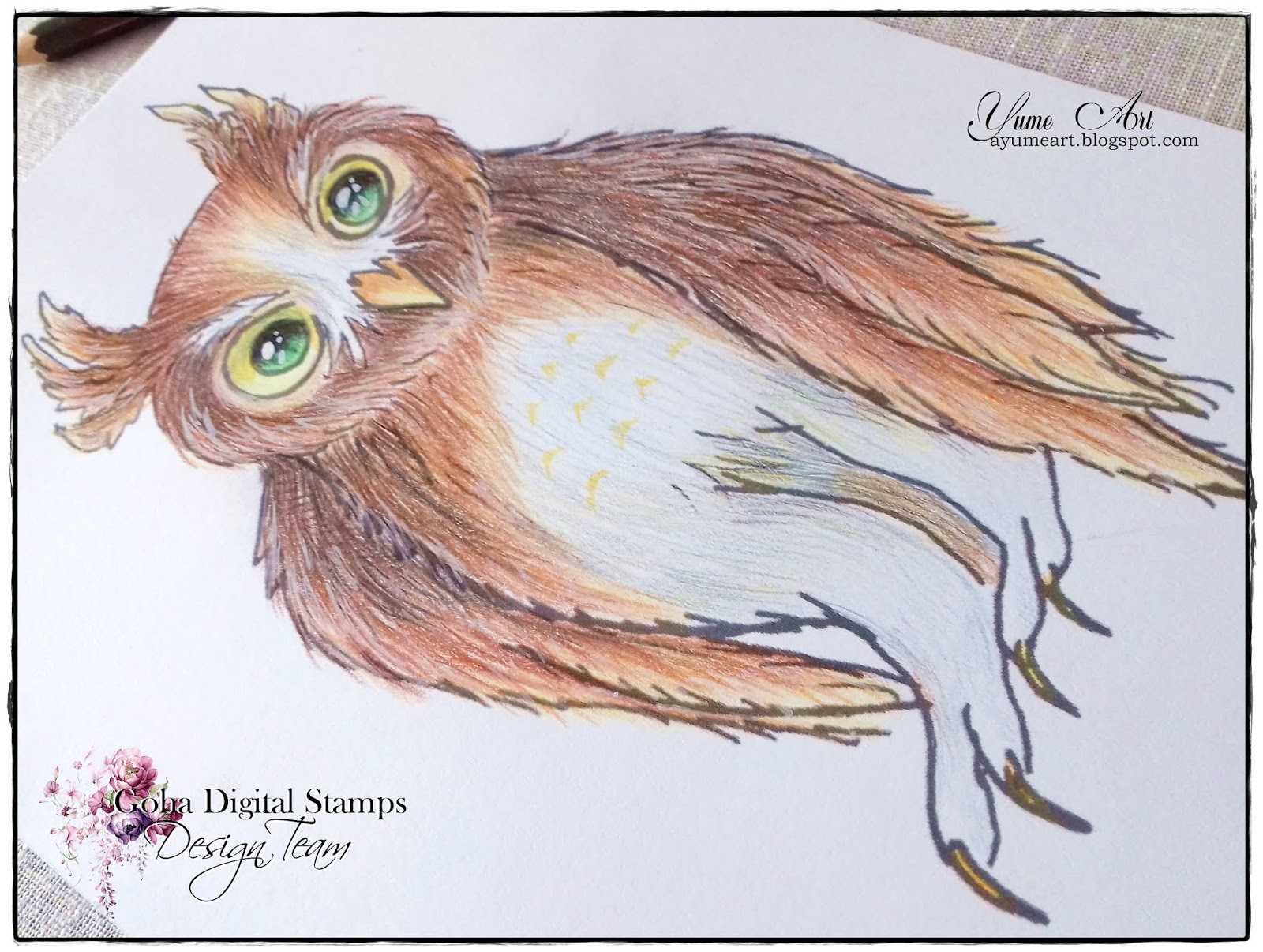 Goha Digital Stamps: cute crayon owl