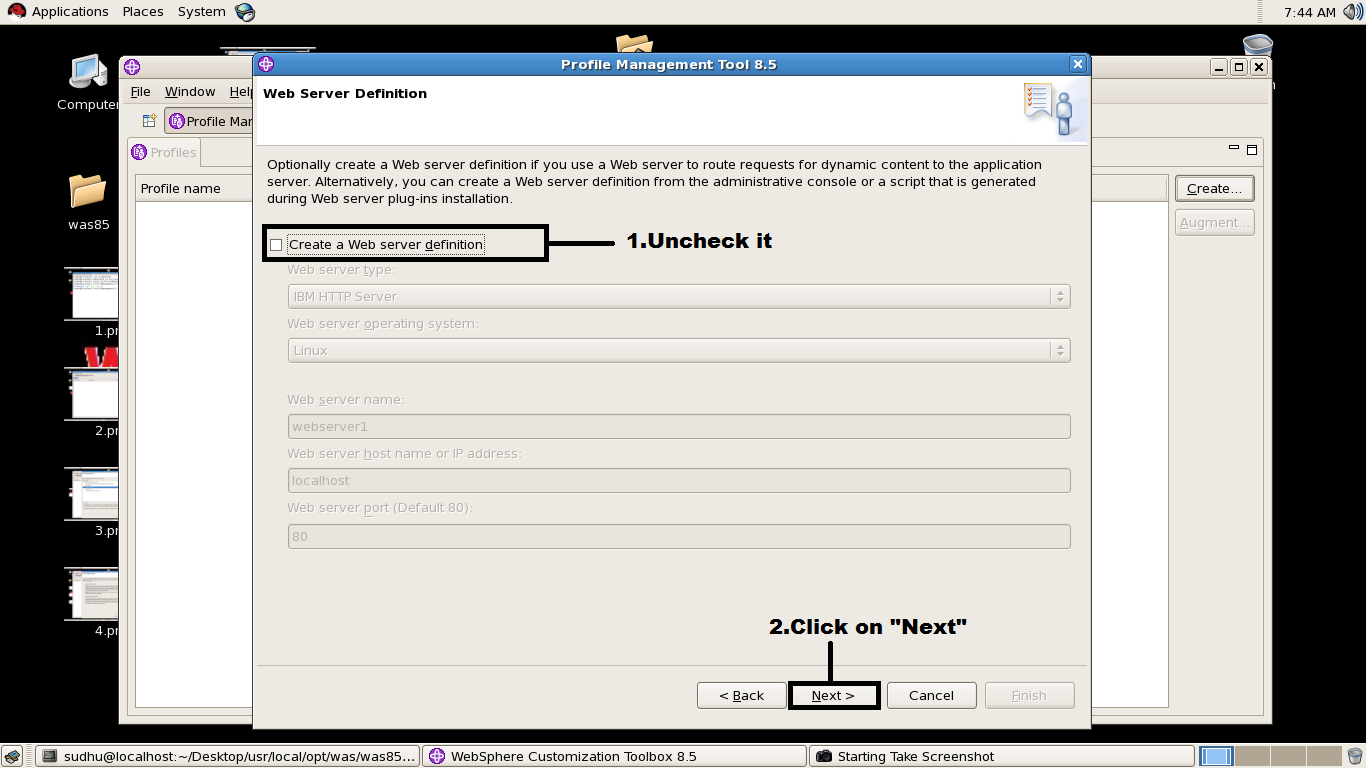 IBM WebSphere Application Server: creating Application server profile ...