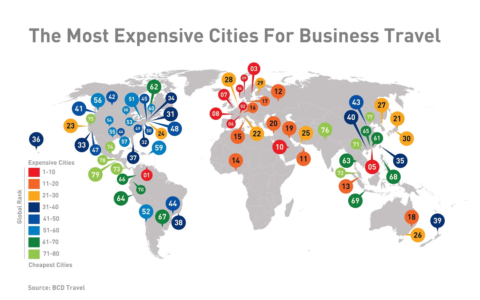 The most expensieve cities for business travel - Vivid Maps
