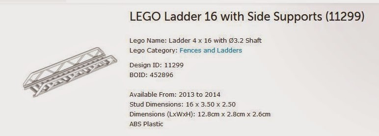 LEGO 6018585 White Fireman Truck LADDER 4 x 16 with Ø3.2 Shaft w/ Side ...