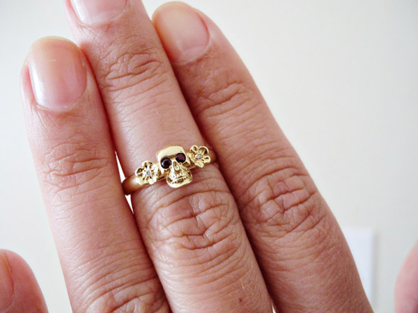east side bride: ruby skull engagement ring