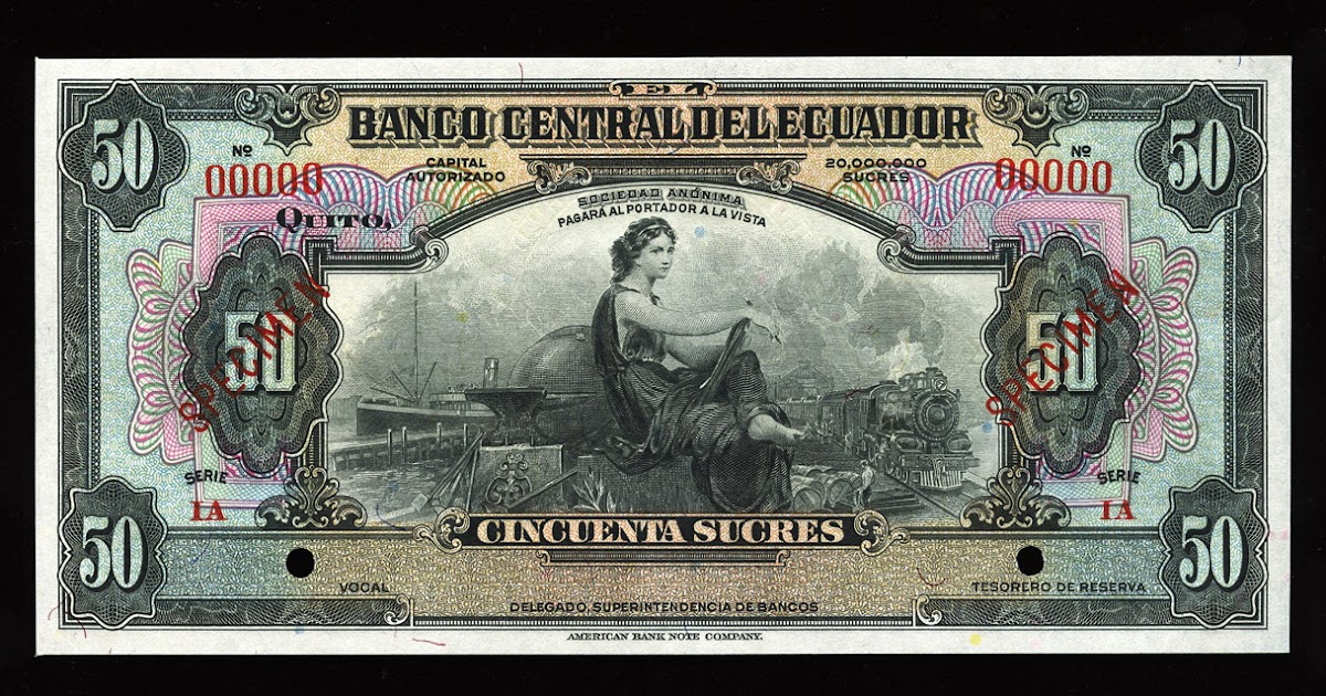 Ecuador 50 Ecuadorian Sucres banknote 1939-1967|World Banknotes & Coins ...