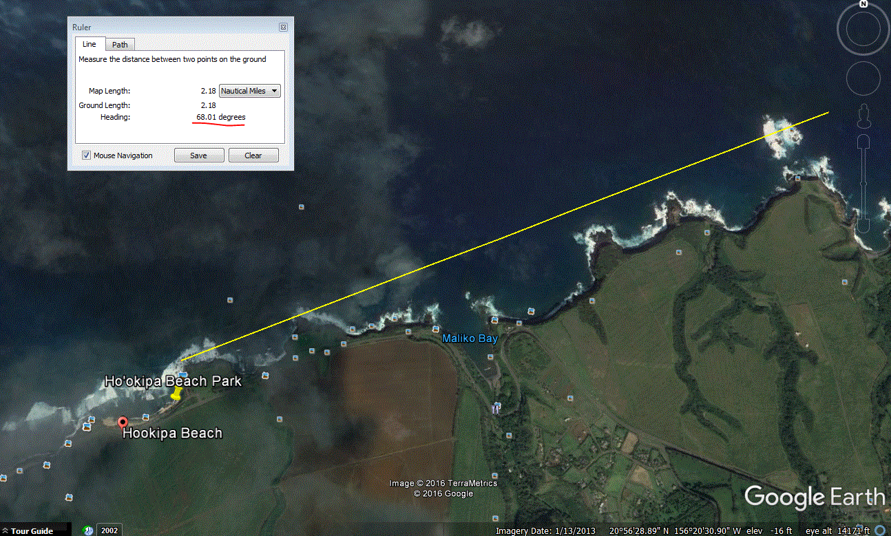 maui surf report: Buoys to Maui travel times and Maui's shadow lines