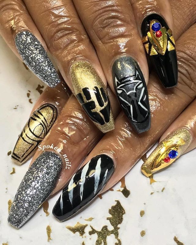 Black Panther Inspired Nails: Slay All Through Wakanda