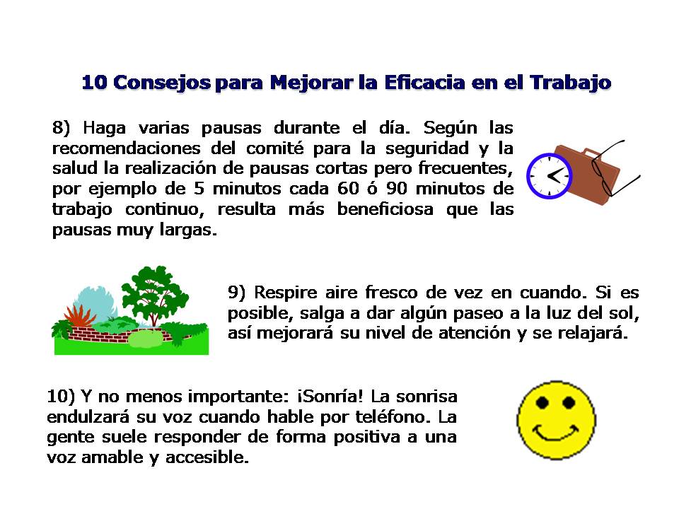 10 Consejos para mejorar la eficacia en el Trabajo ~ Capacitación en ...