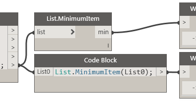 Dynamo Nodes to Code Block: List.MinimumItem