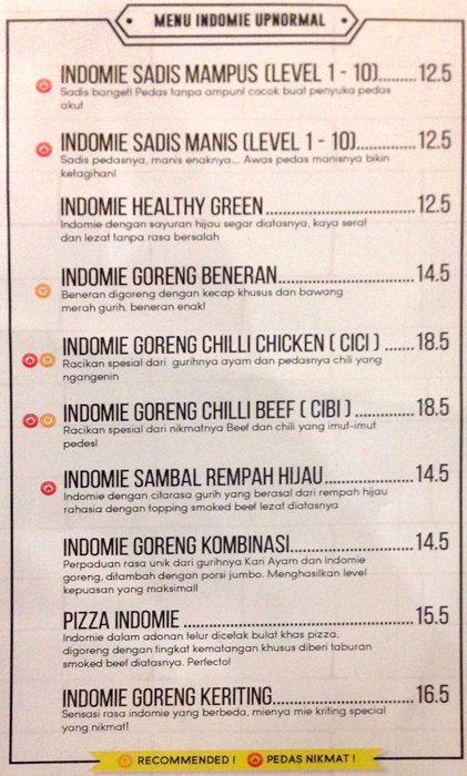 Harga Menu Warunk Upnormal Terbaru 2017