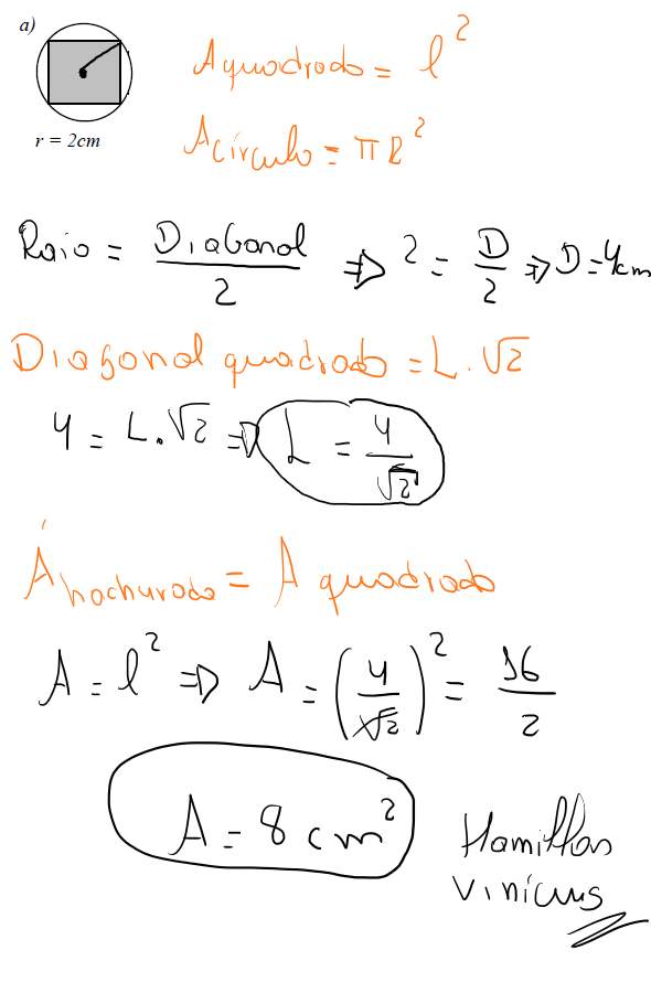 Blog das contas: Área do quadrado inscrito na circunferência a partir ...