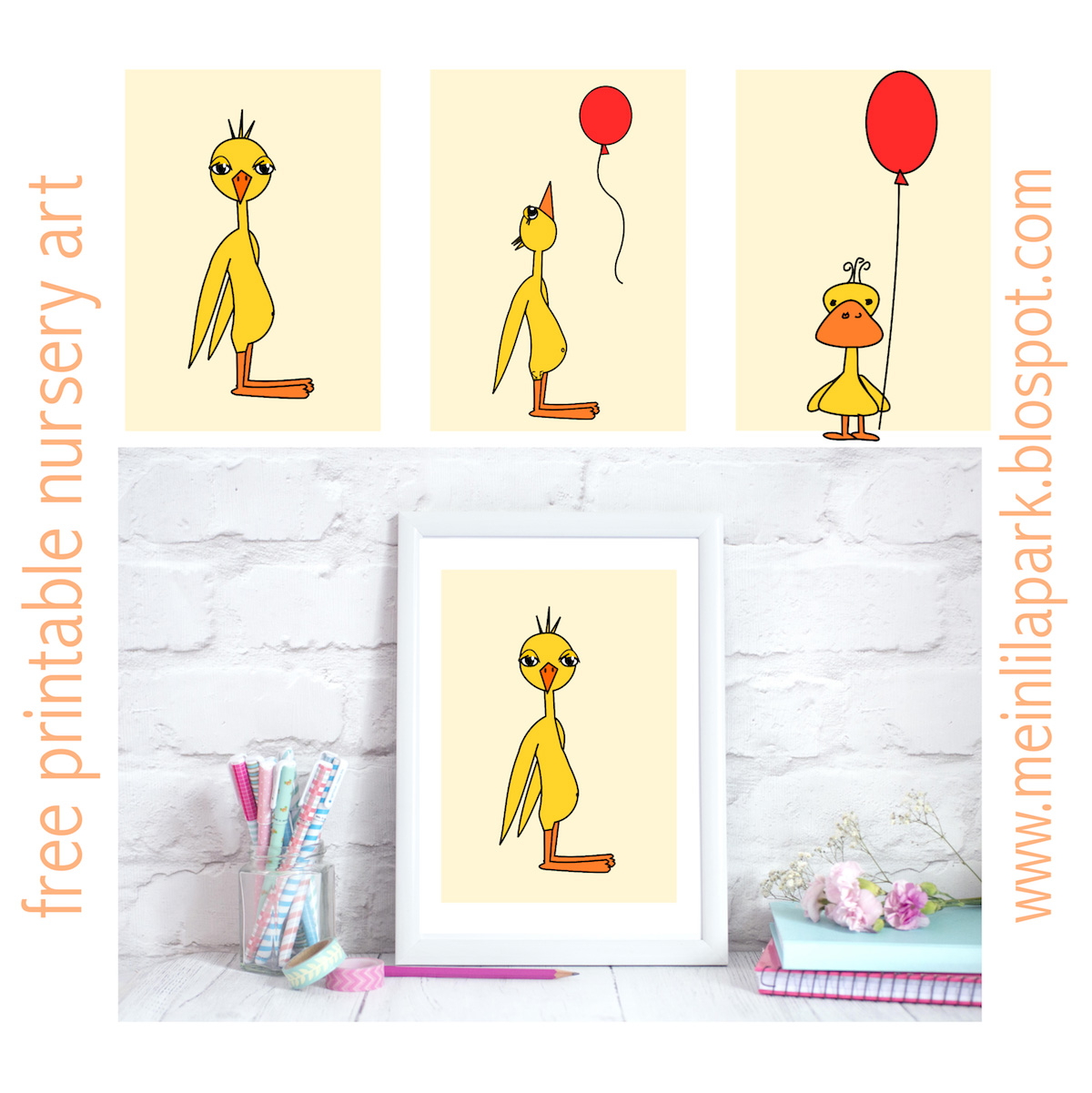 Free printable nursery wall art : yellow birds - Kinderposter ...