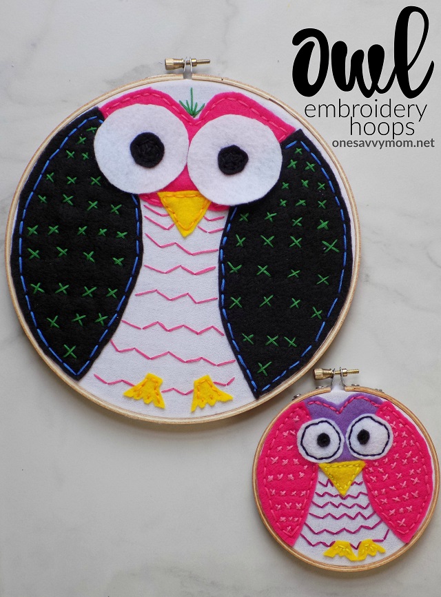 One Savvy Mom ™ | NYC Area Mom Blog: Owl Embroidery Hoops - Kids Sewing ...