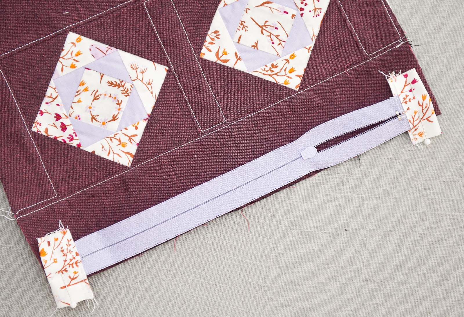 Sandra Clemons: Tutorial Zipper Pouch Square-In-A-Square Blocks