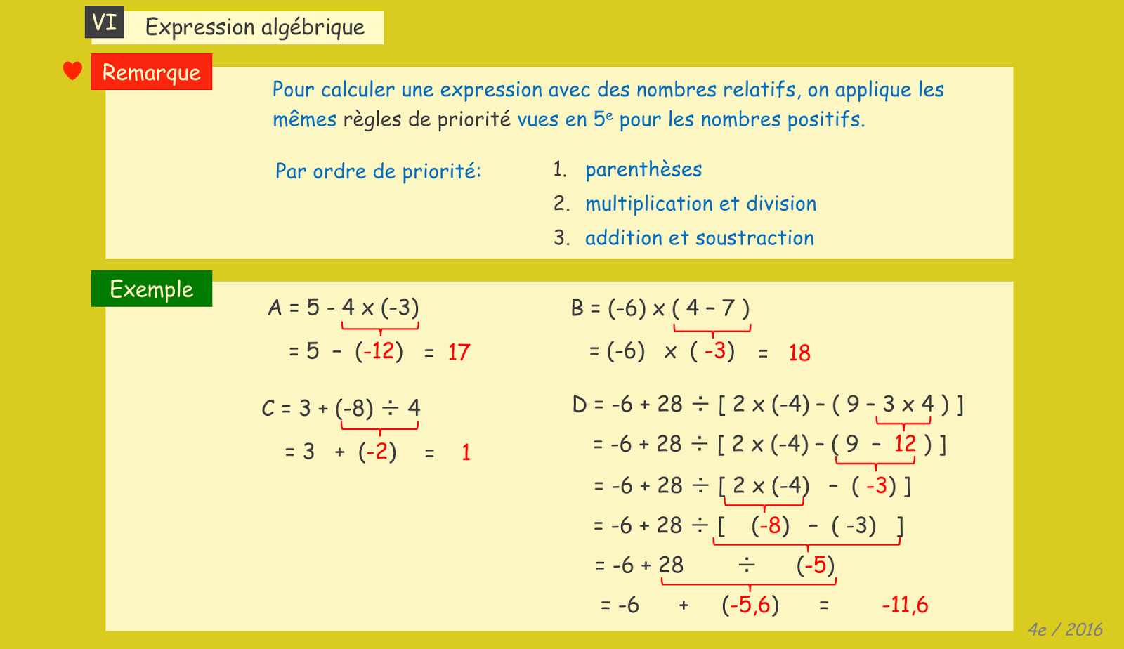Cours de Maths / 4e 2016: CH 1 - Opérations sur les nombres relatifs