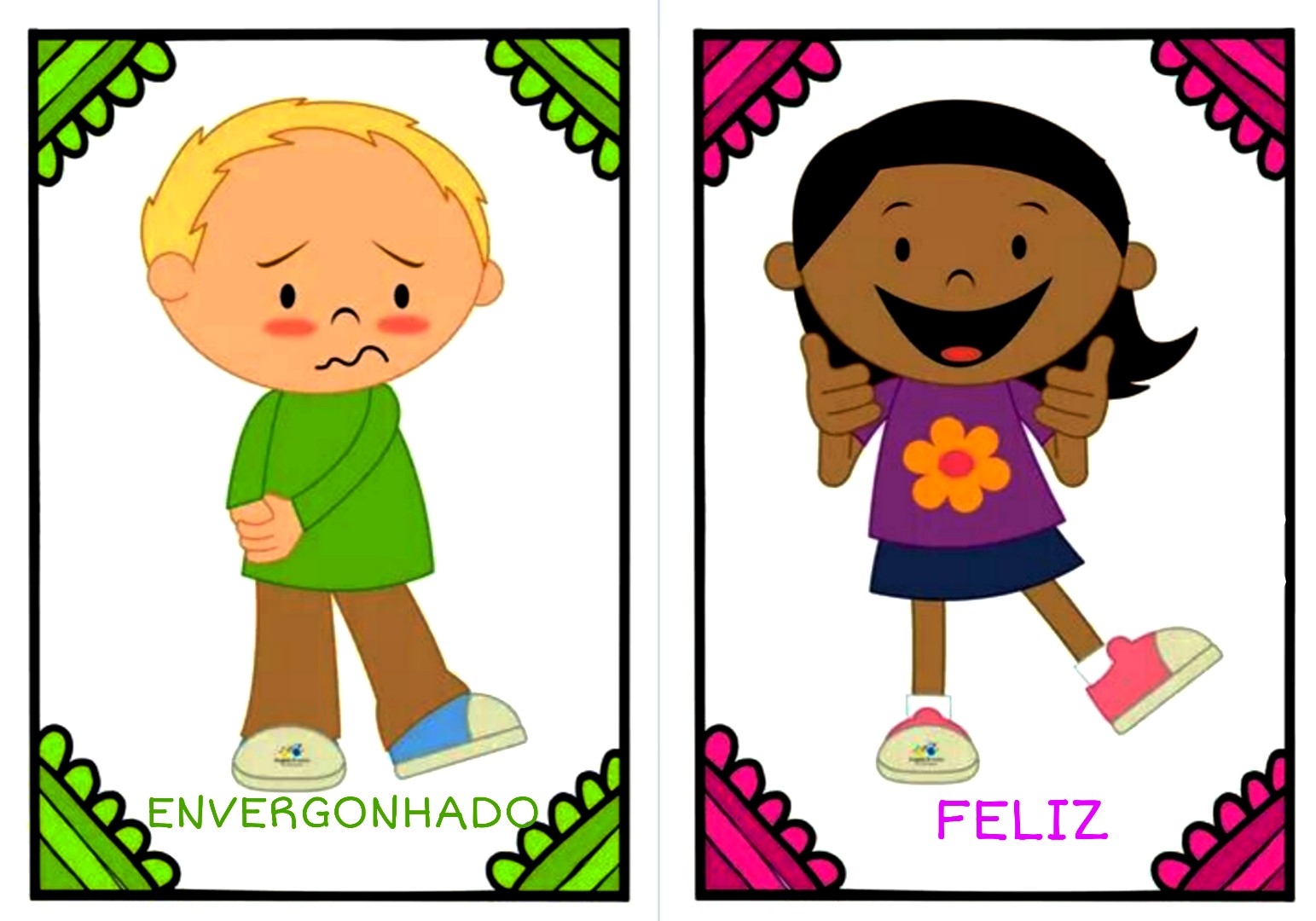 Sentimentos e valores Cards coloridos e ilustrados para trabalhar as ...
