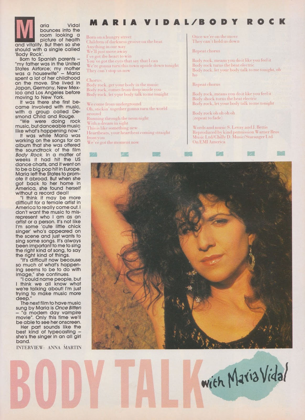 Top Of The Pop Culture 80s: Maria Vidal - Number One Magazine 1985