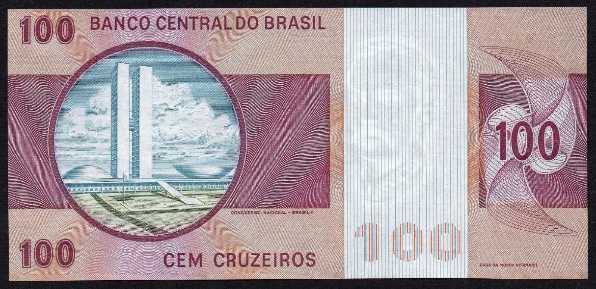 Brazil 100 Cruzeiros banknote 1975 Floriano Peixoto|World Banknotes ...
