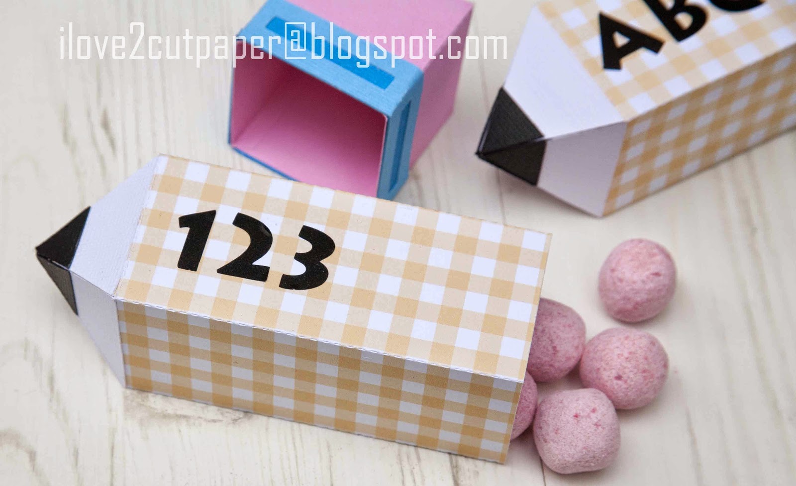 i love 2 cut paper: 3D Pencil Gift Boxes and FREEBIE paper pack