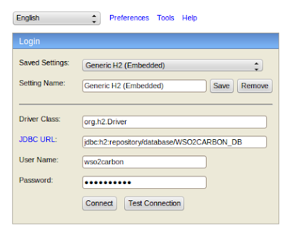 Chamara's Blog: How to start H2 DB management tool in wso2 carbon servers
