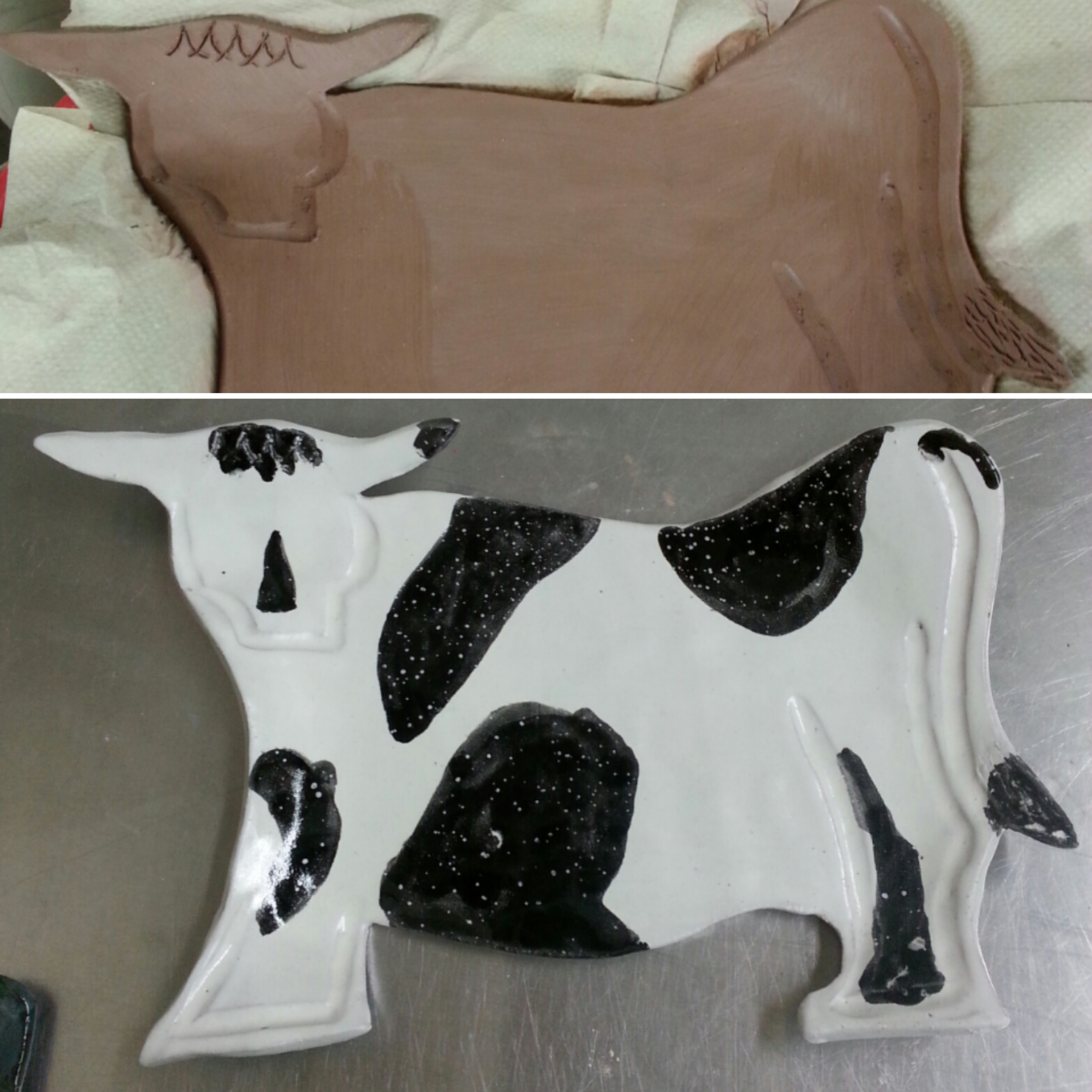 Save Green Being Green: Pottery Cow Platter