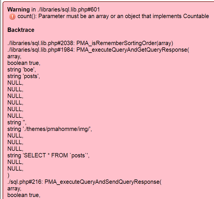 哈 伸港玩資訊 哈 Phpmyadmin 出現錯誤訊息 Count Parameter Must Be An Array Or