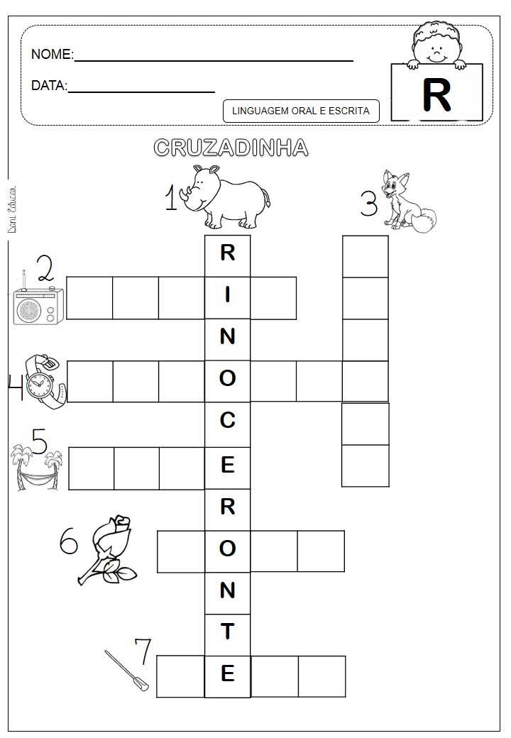 cruzadinha da letra r | Educação infantil