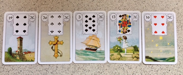 Five cards layout with Lenormand card