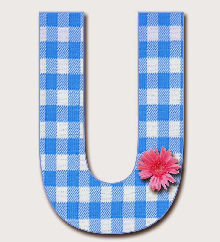 Abecedario a Cuadros Azules con Flores Rosadas. Blue Checkered Alphabet ...