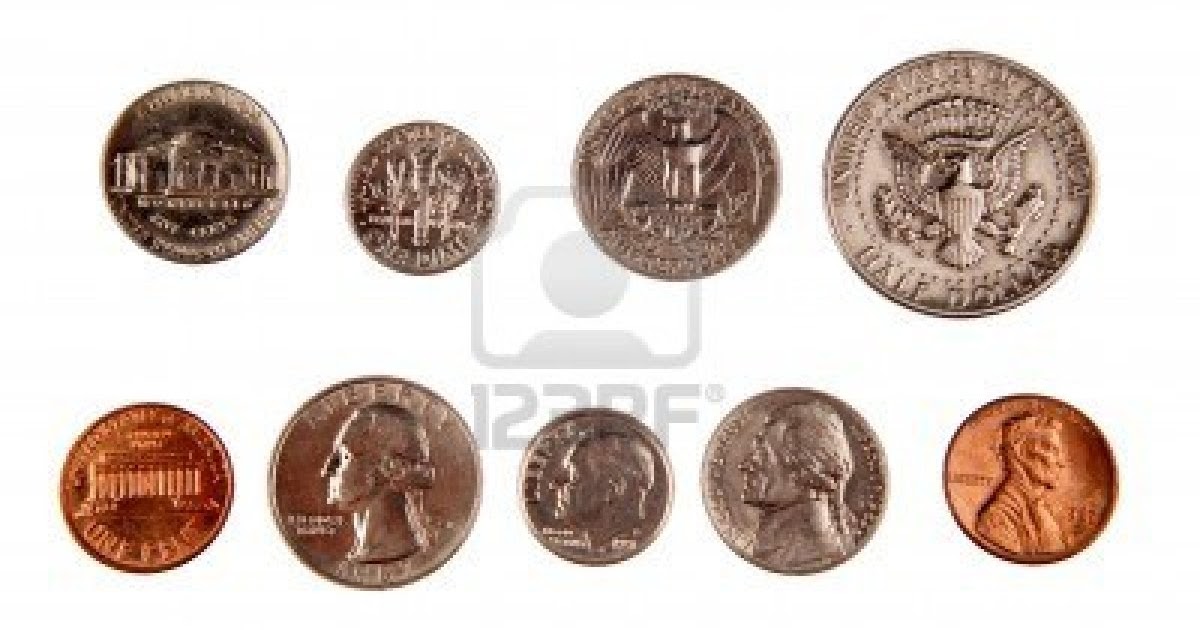 Identify names and values of common coins: Pictures of Coins