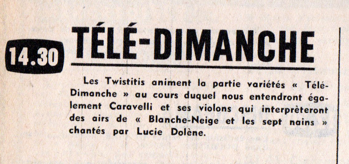 Filmic Light - Snow White Archive: 1962 French TV Guide