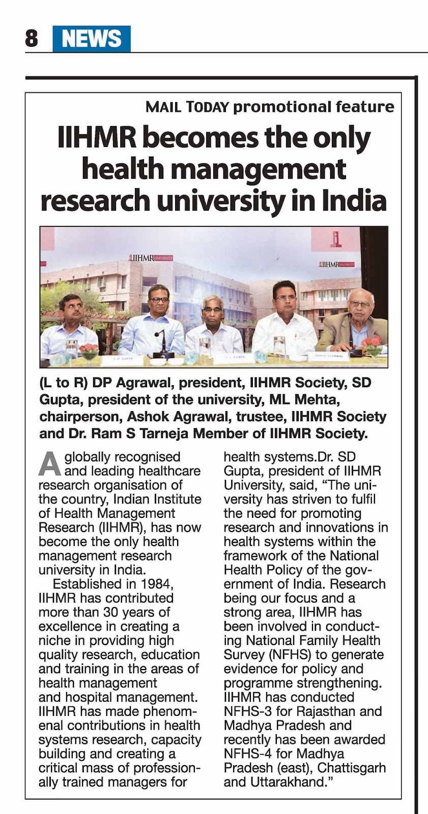 IIHMR University | A premier Healthcare University India: IIHMR becomes ...