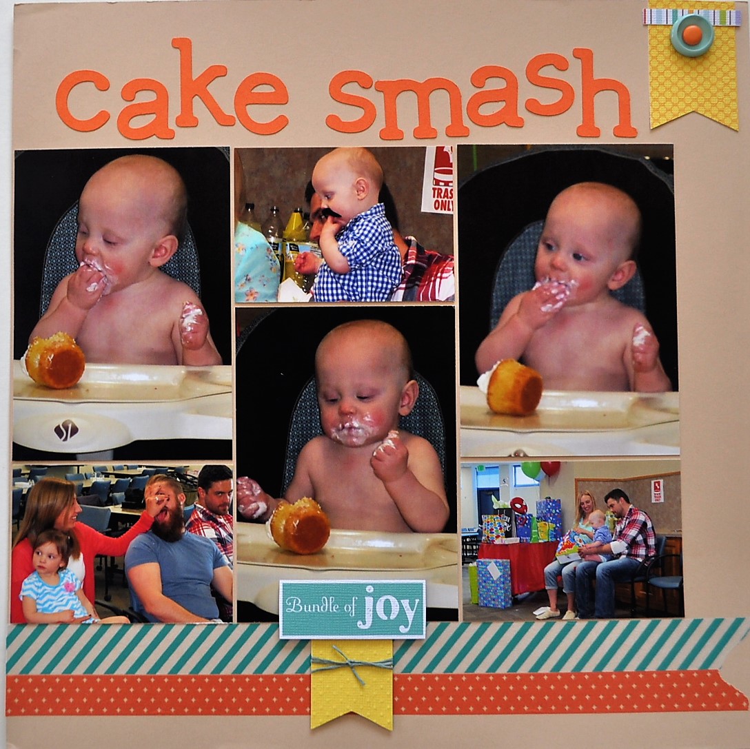 Random Memories: Two page scrapbook layout - "Cake Smash"