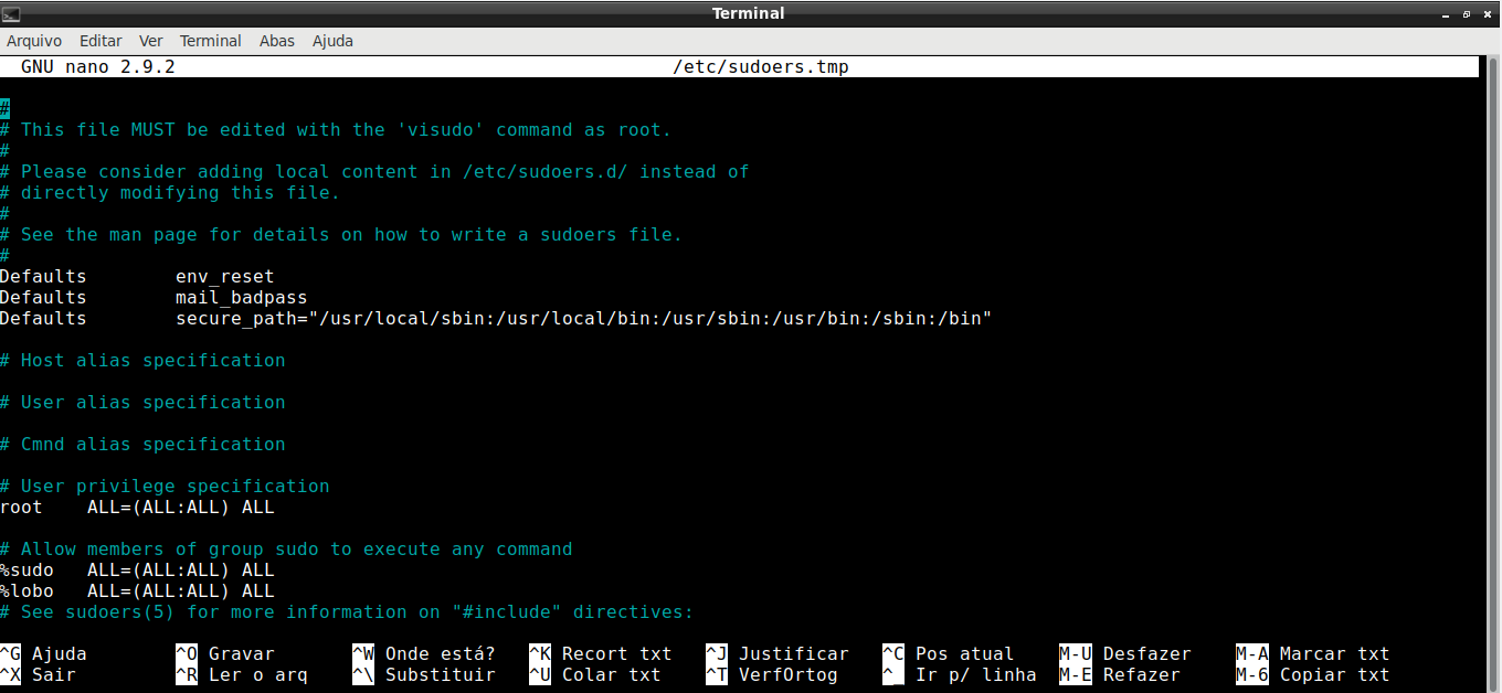 Recuperar sudoers corrompido