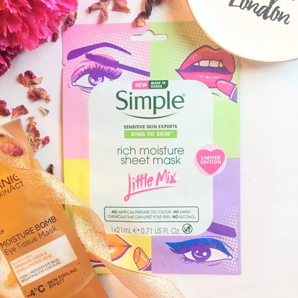 Simple x Little Mix Rich Moisture Sheet Mask Review | Food and Other Loves