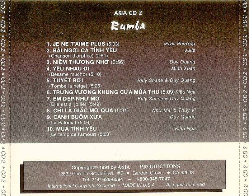 Asia CD 2 - Rumba ~ Cover Nhạc Việt