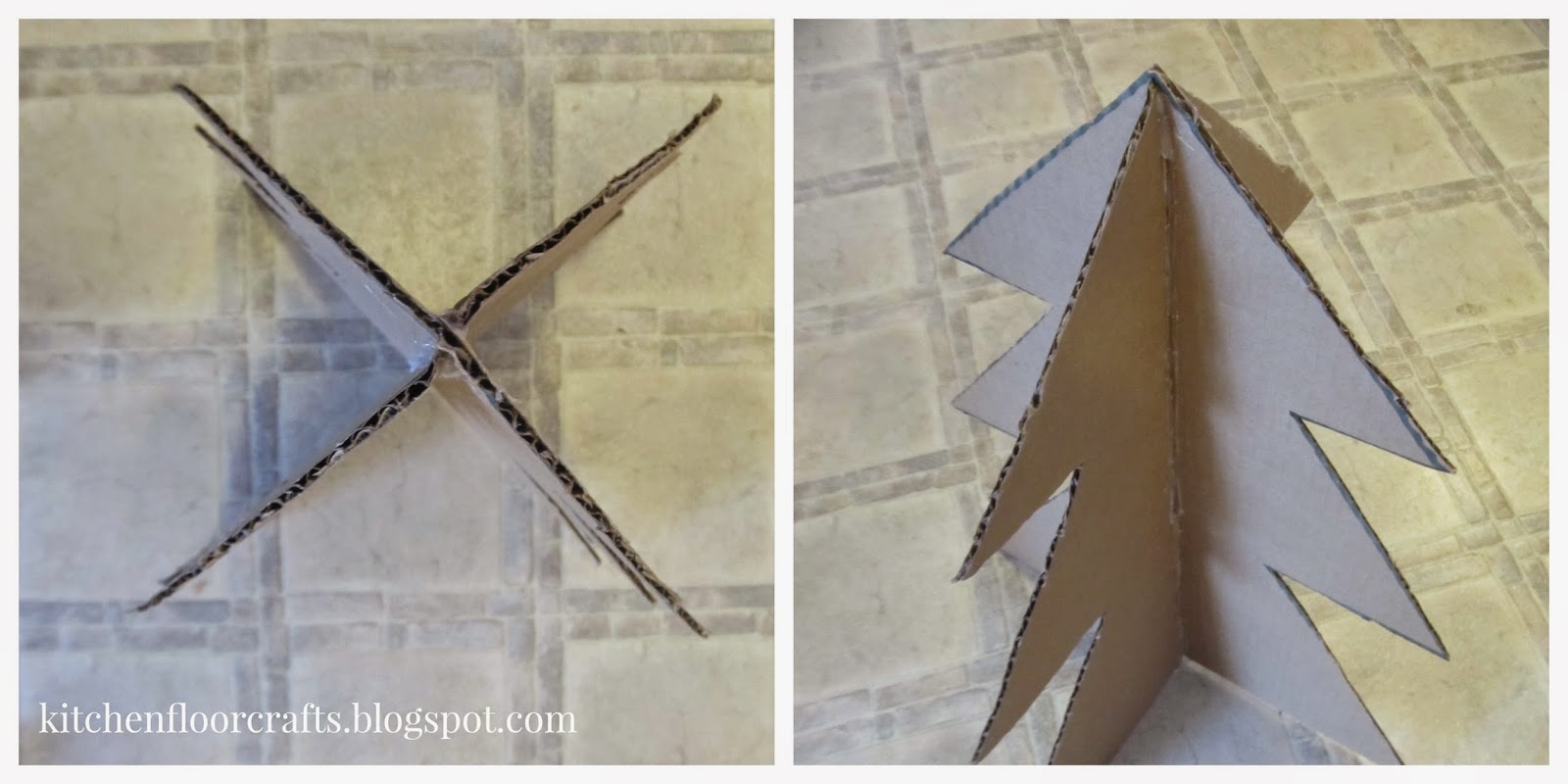 Kitchen Floor Crafts: Cardboard Christmas Tree
