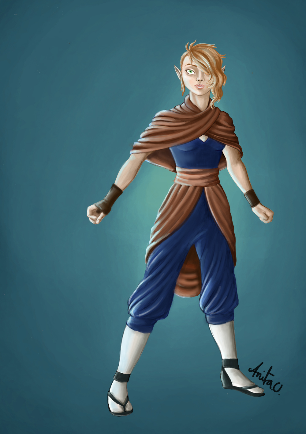 Anita Illustrated: Meesha the Monk - A pathfinder character portrait