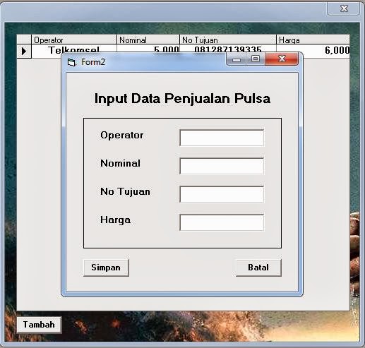 Menambahkan Data ke dalam Datagrid Utama atau Pada Form1 dengan From2 ...