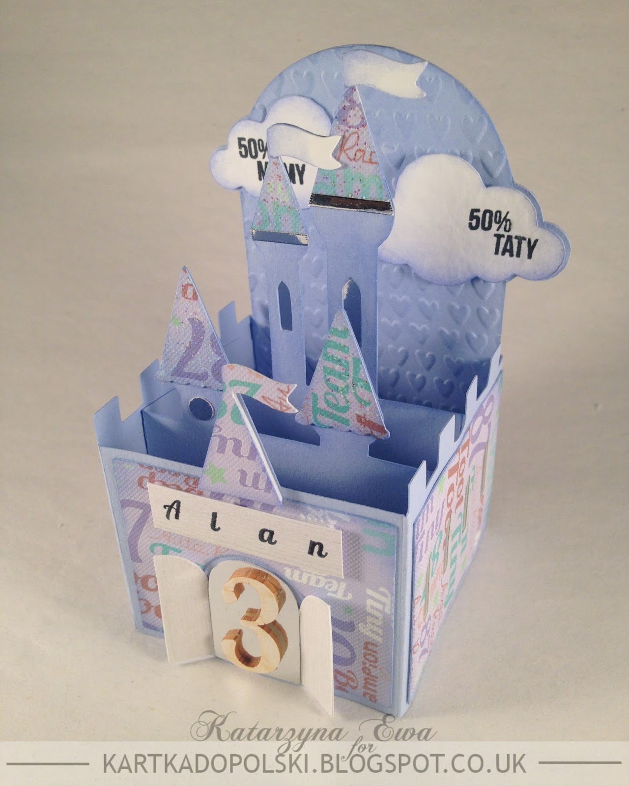 78 Birthday castle box card for a boy