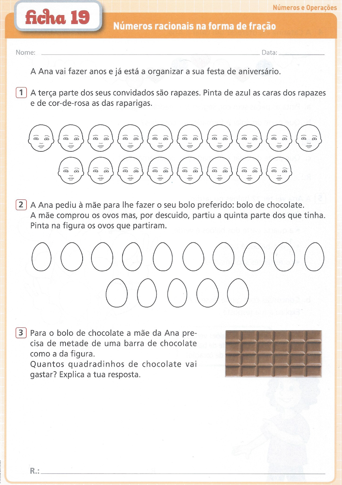 Aprende Brincando: Frações - Fichas de Matemática do 3o.ano com soluções