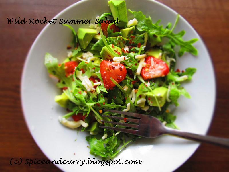 Spice and Curry: Wild Rocket Avocado and Strawberry Summer Salad