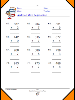 addition worksheets with regrouping / with solution
